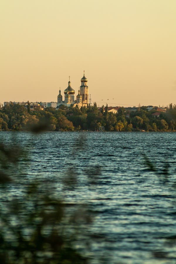 Landscape with a Christian Church by the River Stock Photo - Image of ...