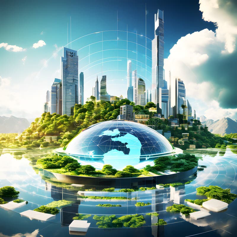 Landscape City Digital Technology. Stock Illustration - Illustration of ...