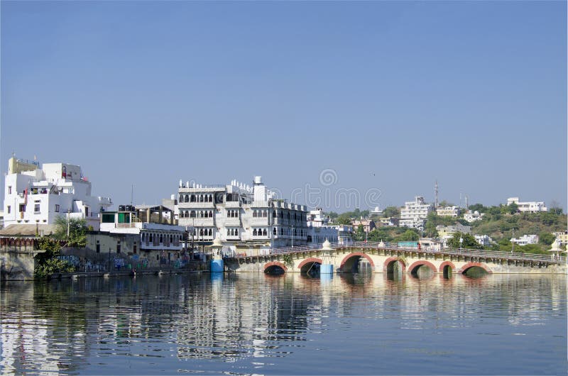 Landscape the City of Udaipur India on Water Stock Image - Image of ...