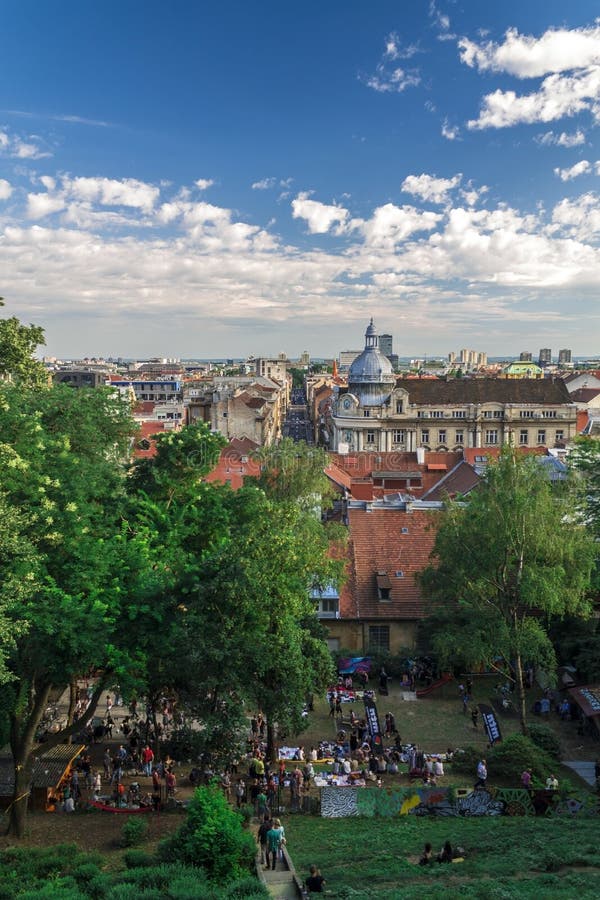 Landscape of city Zagreb editorial image. Image of sunset - 74652255