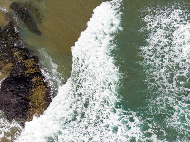 Landscape Cliffs in the Ocean with Waves on the Beach.Top View, Texture ...