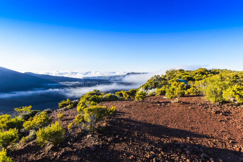 Landscape with Cliffs of the Volcanic Area at Reunion Island Stock ...
