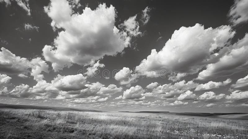 Landscape with Clouds on Large Flat Field or Beach Next To the Ocean ...