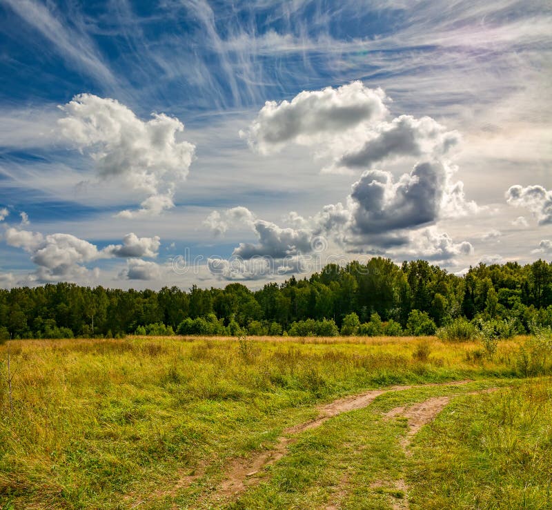 Landscape with Clouds in the Summer Sky. the Last Days of August Stock ...