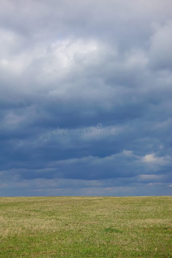 Landscape Cloudy Sky and Green Field. Russia Stock Image - Image of ...
