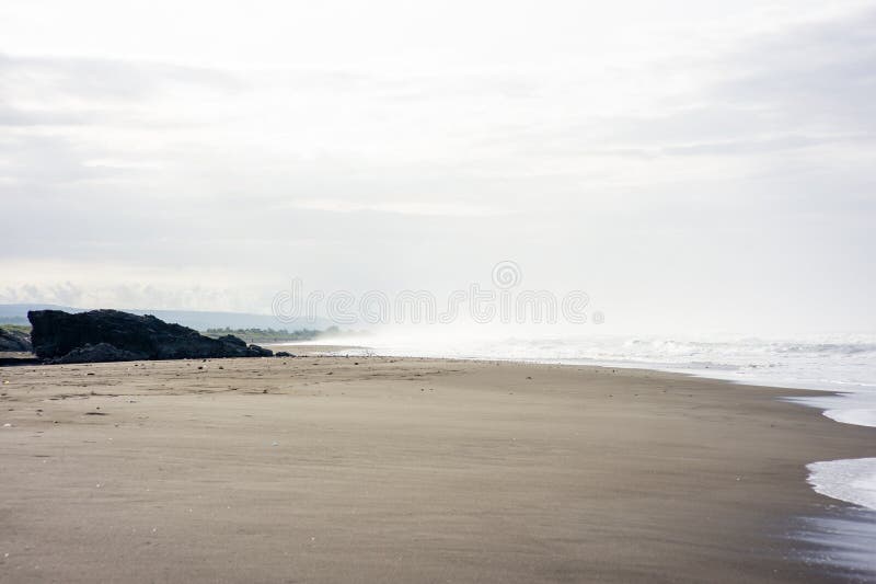 Landscape with Coastal Village at Santolo Beach, West Java, Indonesia ...