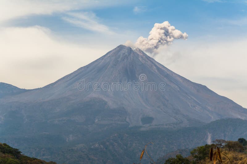 Landscape of the Colima Volcano. Stock Photo - Image of clouds, mouth ...