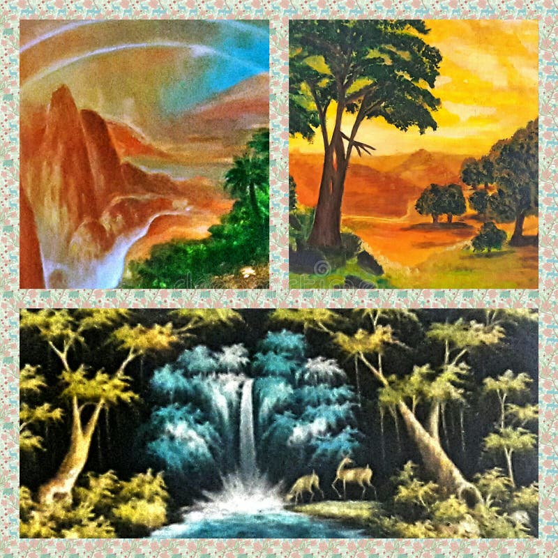 Landscape Collage editorial image. Image of paintings - 61965720