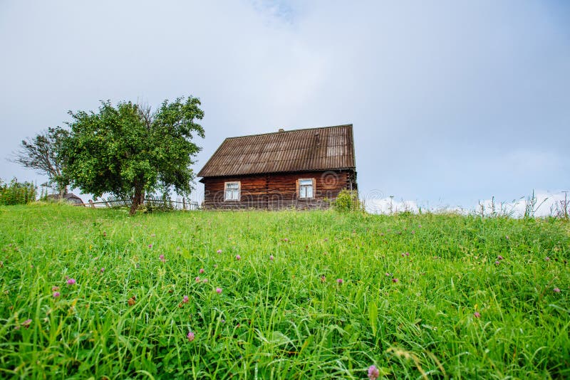 Landscape with Colorful Tree and House Stock Photo - Image of idyllic ...