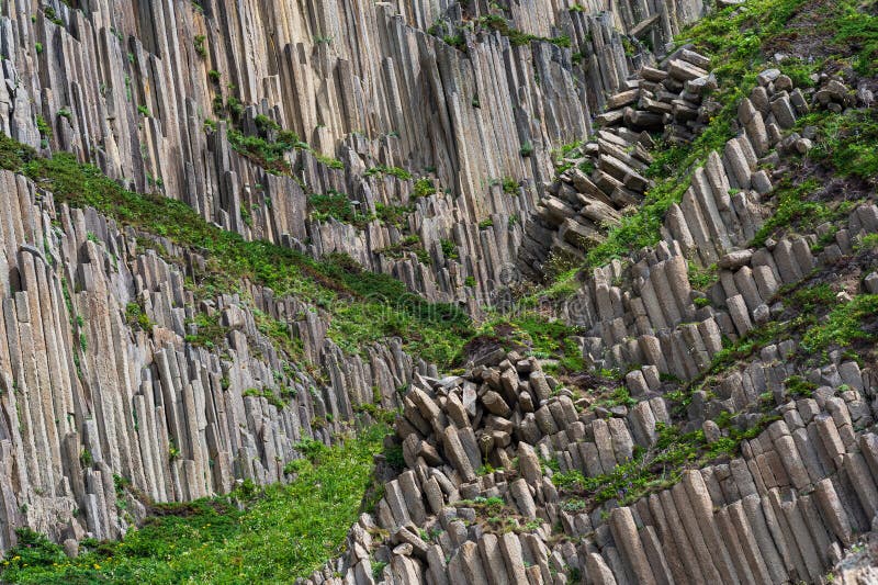 Landscape with Columnar Basalt Rocks Forming a Natural Geometric ...