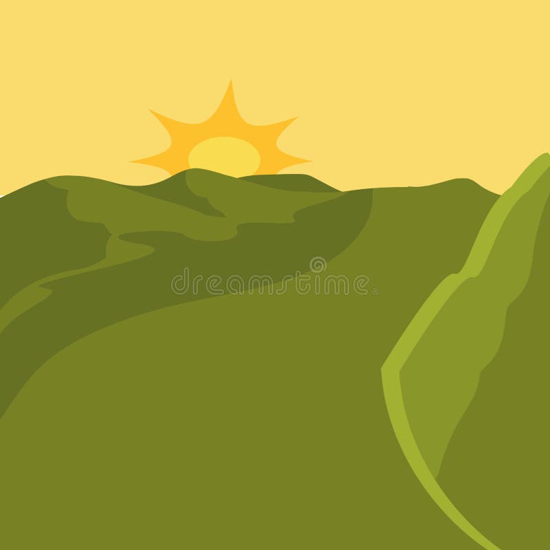 Landscape Concept. Sun and Mountain Icon. Vector Graphic Stock Vector ...