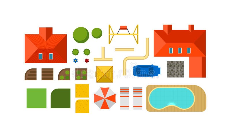 Landscape Constructor Elements Set Stock Vector - Illustration of graphic, decorative: 82008235