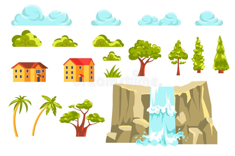 Landscape Constructor Elements Set Stock Vector - Illustration of graphic, decorative: 82008235