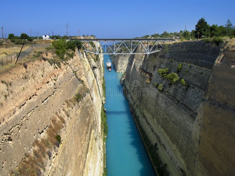 Landscape of the Corinth Canal Stock Photo - Image of greece, water ...