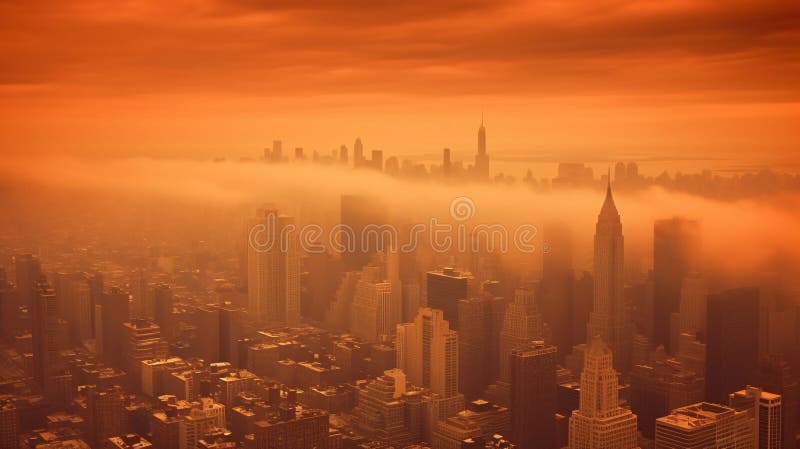 Landscape Covered with Smoke. Wildfire, Climate Change Stock ...