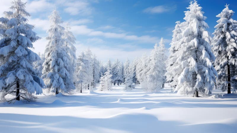 Landscape Cute Winter Trees Stock Illustration - Illustration of small ...