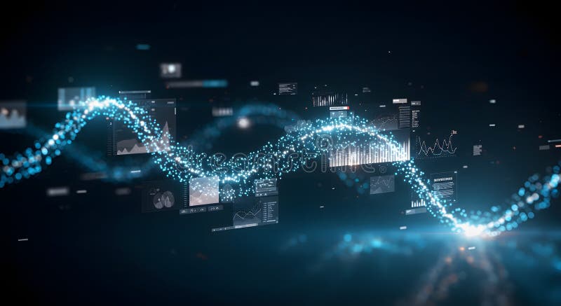 Landscape of Cybersecurity and Data Network Visualization Stock Photo ...