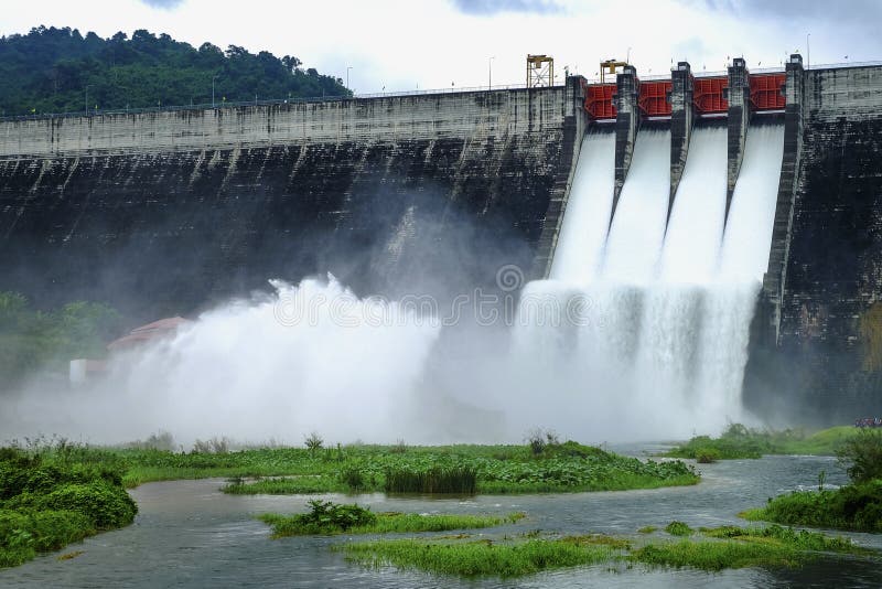 Landscape of Dam Release Water Overflow Stock Photo - Image of ...