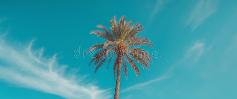 Landscape of Date Palm Tree with Blue Clear Sky Background Stock Photo ...