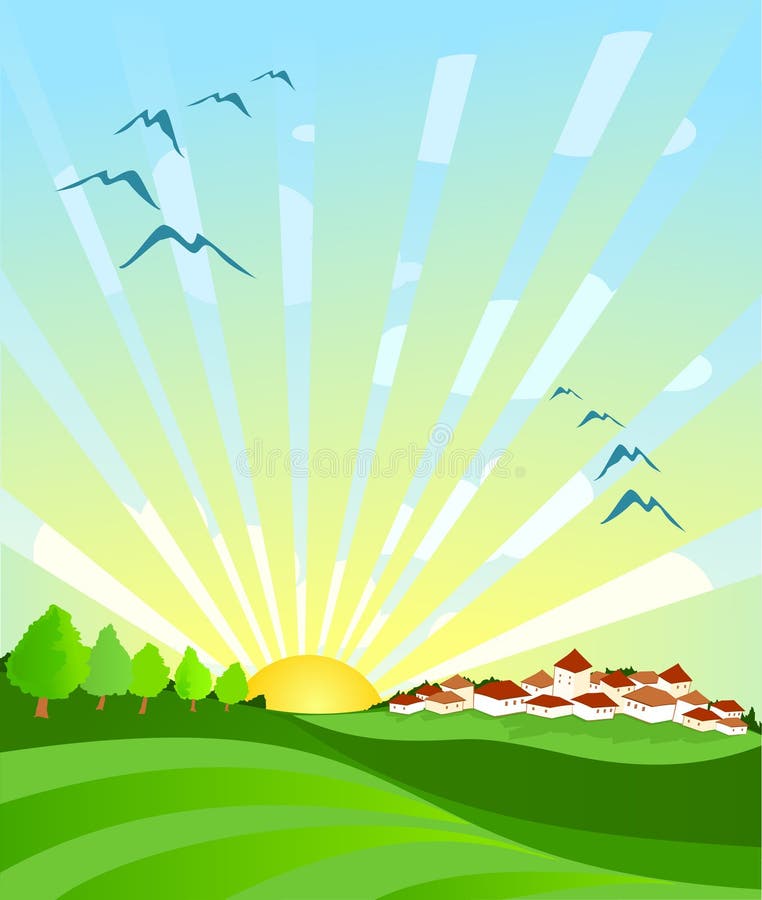 Landscape at dawn stock vector. Illustration of parks - 13286111