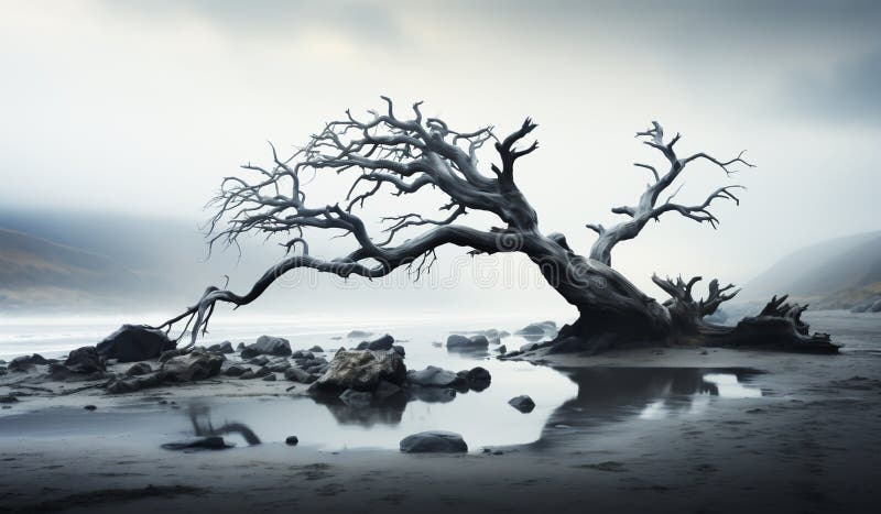 Landscape with Dead Tree. AI Generated Stock Illustration ...