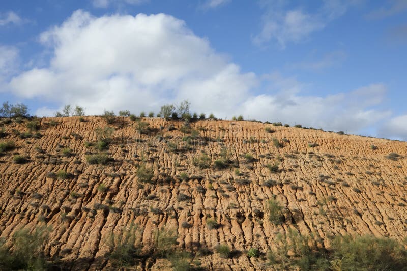 The Landscape Desert Hillside Under a Blue Sky Stock Image - Image of ...