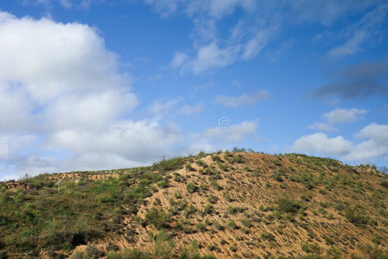 The Landscape Desert Hillside Under a Blue Sky Stock Photo - Image of ...