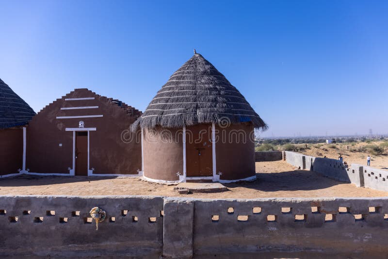 Mud House in Thar Desert of Rajasthan Stock Photo - Image of monastery ...