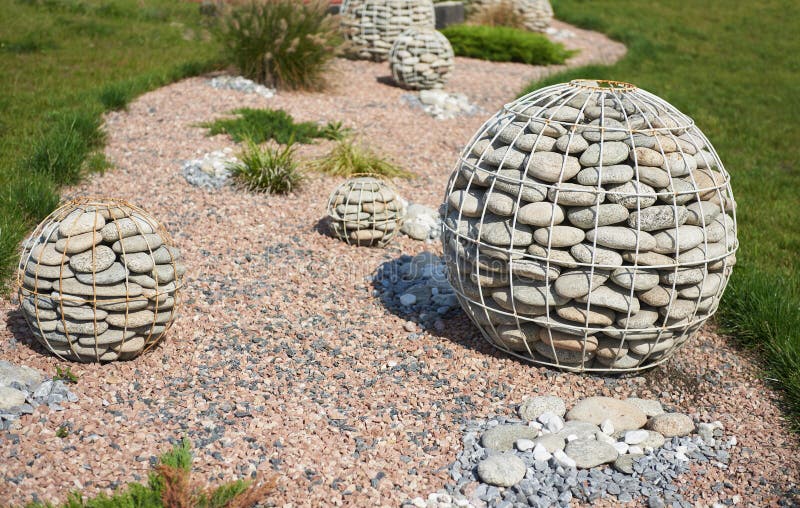 Landscape Design with Backfill of Stones and Stone Figures Stock Photo ...