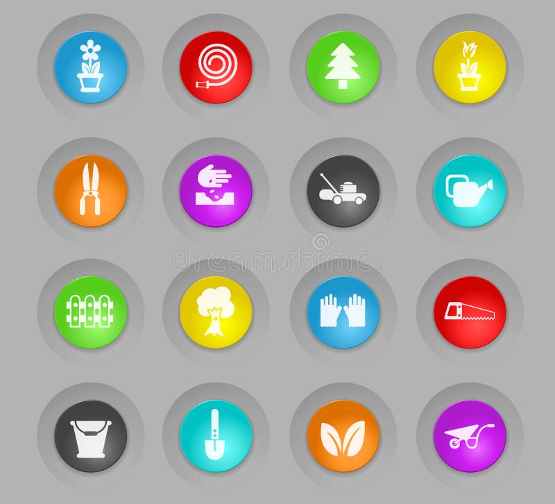Landscape Design Colored Plastic Round Buttons Icon Set Stock Vector ... Landscape Design Colored Plastic Round Buttons Icon Set Stock Vector ...