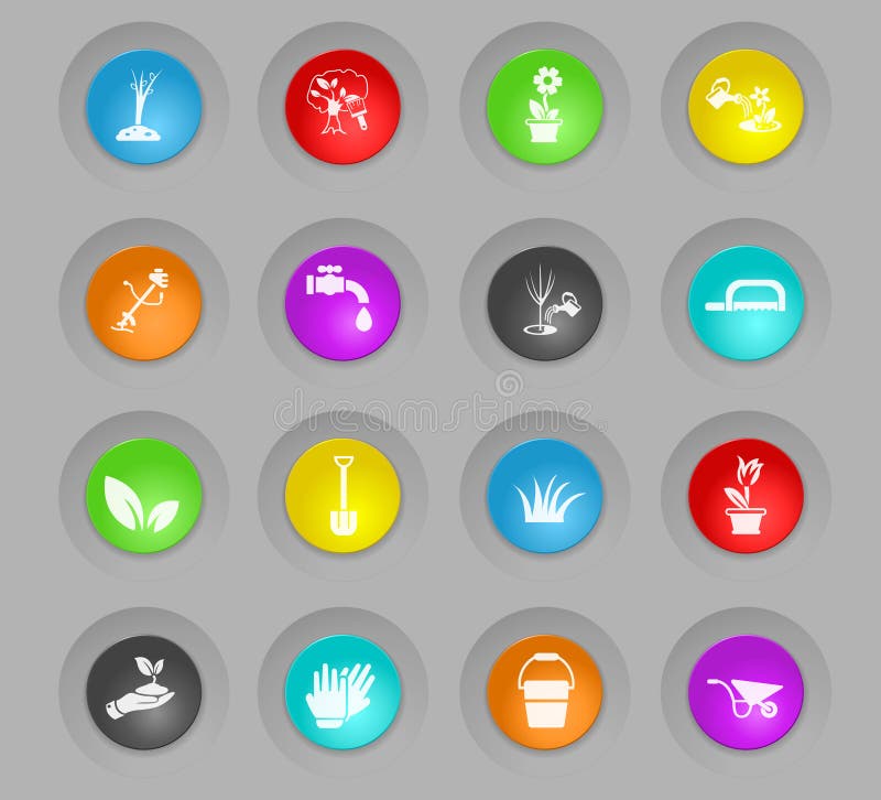 Landscape Design Colored Plastic Round Buttons Icon Set Stock Vector ... Landscape Design Colored Plastic Round Buttons Icon Set Stock Vector ...