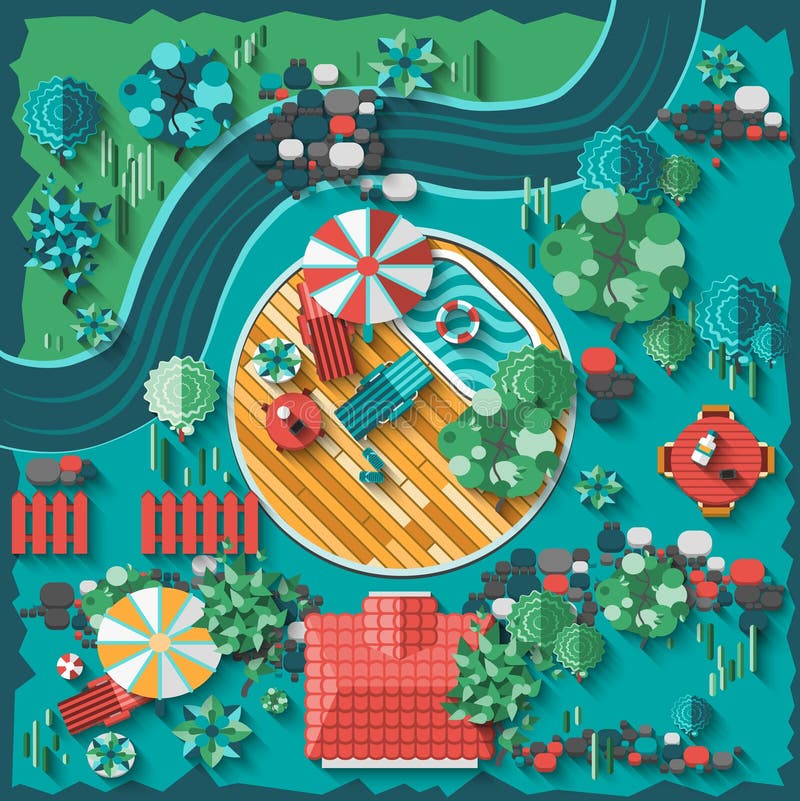 Landscape Design Composition Stock Vector - Illustration of outdoors ...