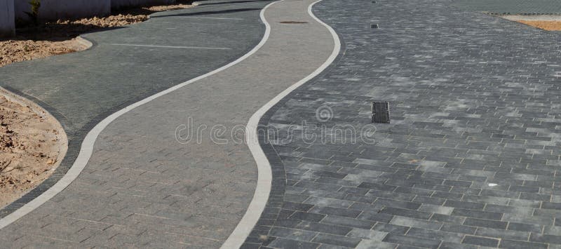 Landscape Design of Dark and Light Paving Stones. Path Stock Image ...