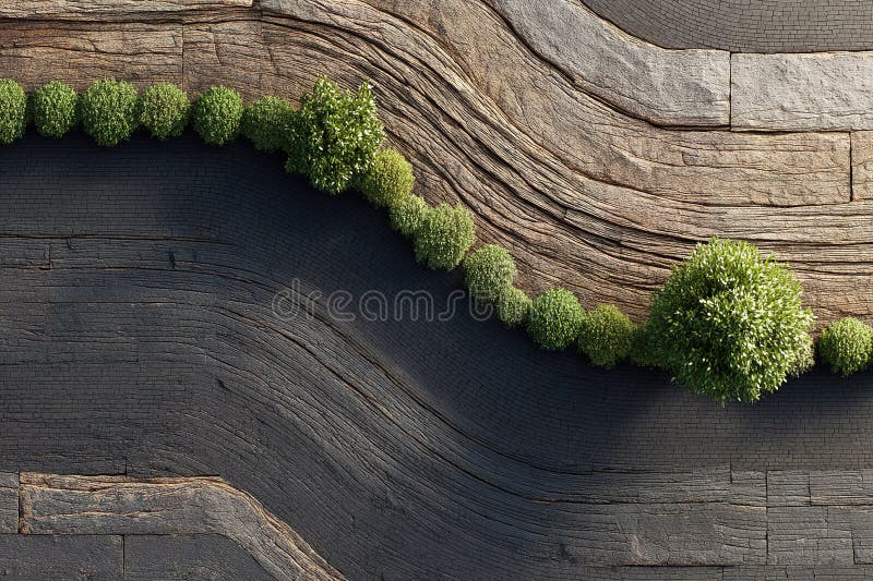 Landscape Design Featuring Curved Pathways and Green Shrubbery in a ...