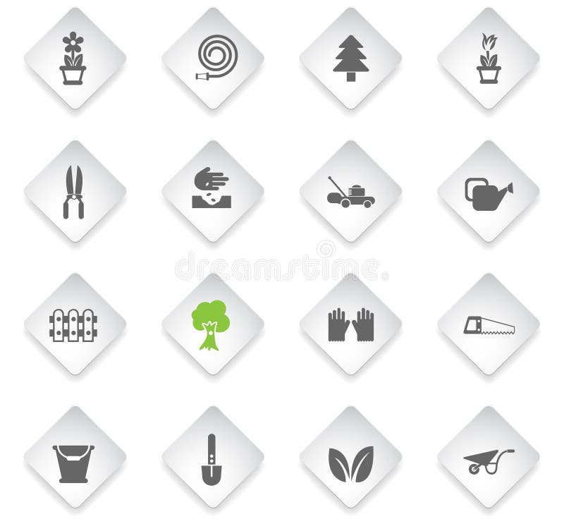 Landscape design icon set stock vector. Illustration of watering ...
