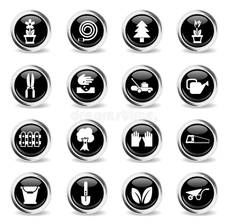 Landscape design icon set stock vector. Illustration of secateurs ...