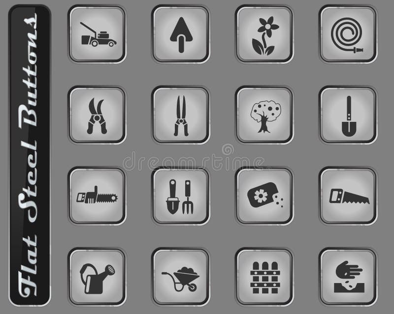 Landscape design icon set stock illustration. Illustration of trowel ...