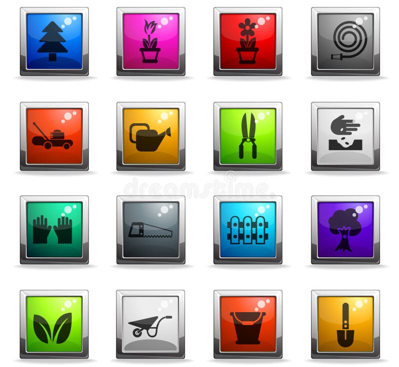 Landscape design icon set stock vector. Illustration of gloves - 122177093