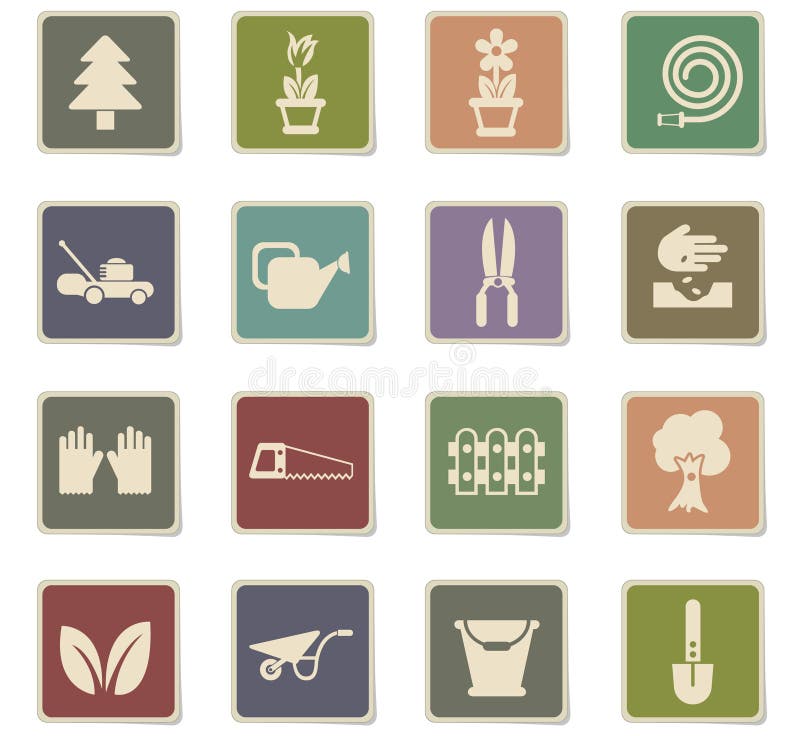 Landscape design icon set stock illustration. Illustration of watering ...