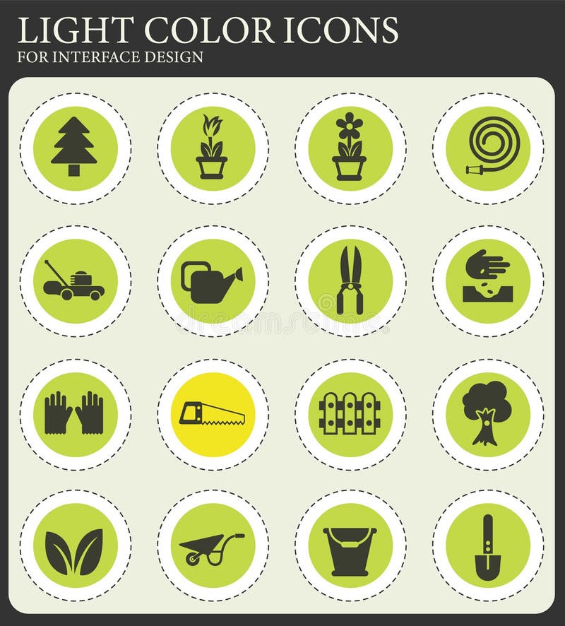Landscape design icon set stock vector. Illustration of gloves - 154901434