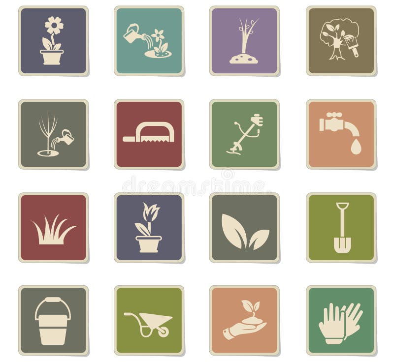 Landscape design icon set stock vector. Illustration of hacksaw - 121864313