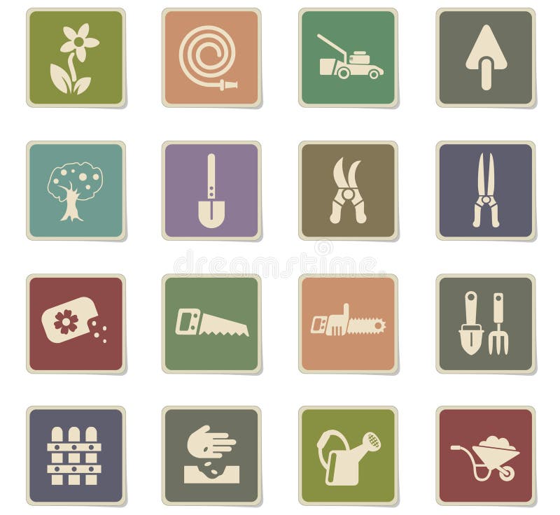 Landscape design icon set stock vector. Illustration of paper - 121867916