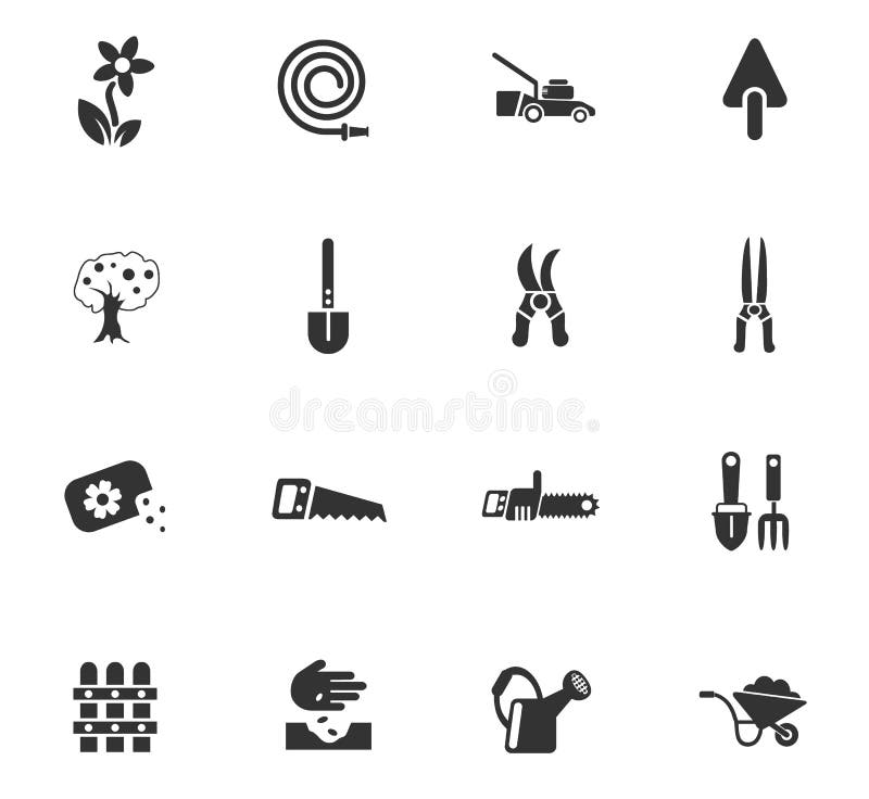 Landscape design icon set stock vector. Illustration of watering ...