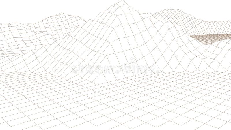 Landscape Design of Mountains. Wireframe Landscape 3d. Vector ...