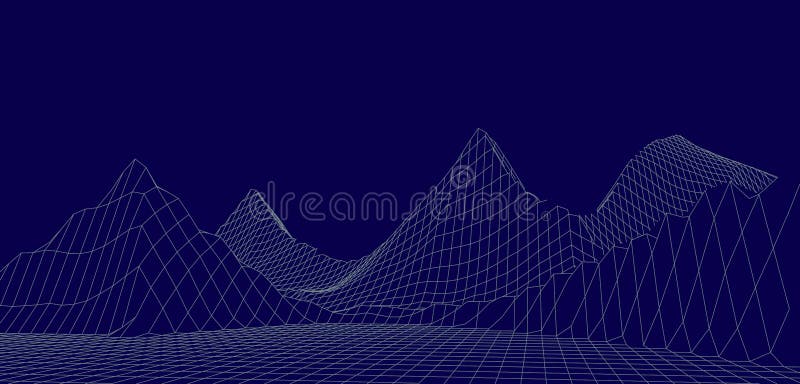 Landscape Design of Mountains. Wireframe Landscape 3d Stock ...