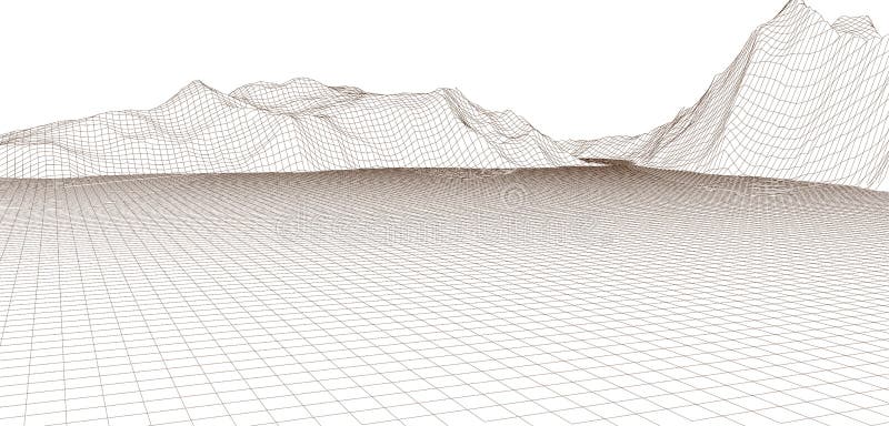 Landscape Design of Mountains. Wireframe Landscape 3d Stock ...