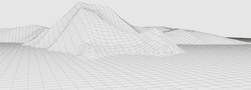 Landscape Design of Mountains. Wireframe Landscape 3d Illustration ...