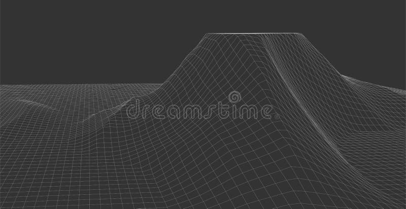 Landscape Design of Mountains. Wireframe Landscape 3d Illustration ...