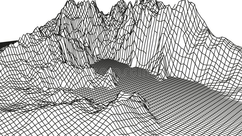 Landscape Design of Mountains. Wireframe Landscape 3d Stock ...