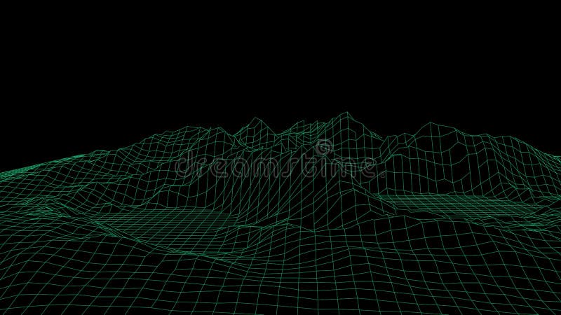 Landscape Design of Mountains. Wireframe Landscape 3d. Vector ...
